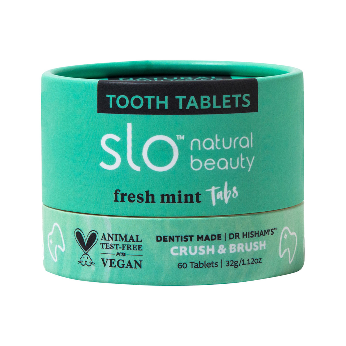 Slo Natural Beauty Tooth Tablets (Crush & Brush) Fresh Mint Tabs 60t ...